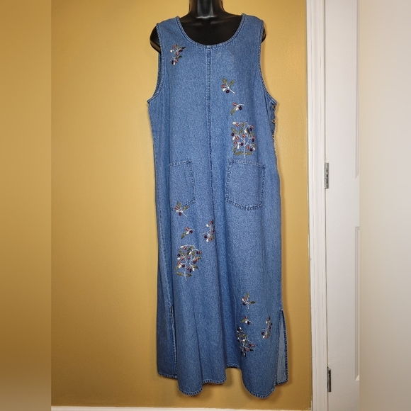 Jamie Brooke | Dresses | Vintage Vtg Jamie Brooke Chambray Floral Dress ...